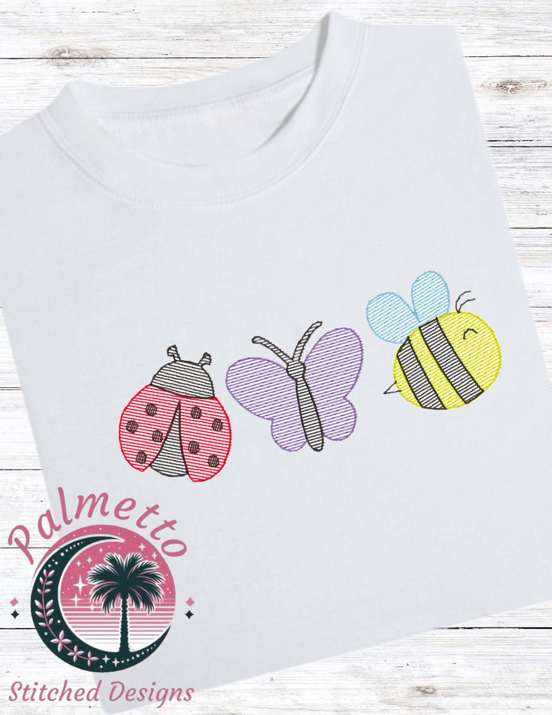 Bugs Embroidery Design Trio Embroidery Design Sketch Design Ladybug ...