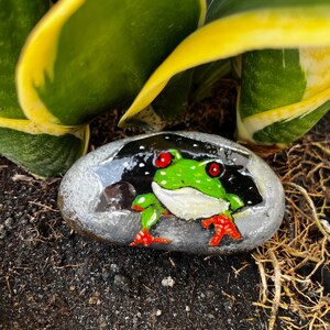 Rock Hand Draw Art, Rock Home Decoration Art, Cute Frog Stone Acrylic ...