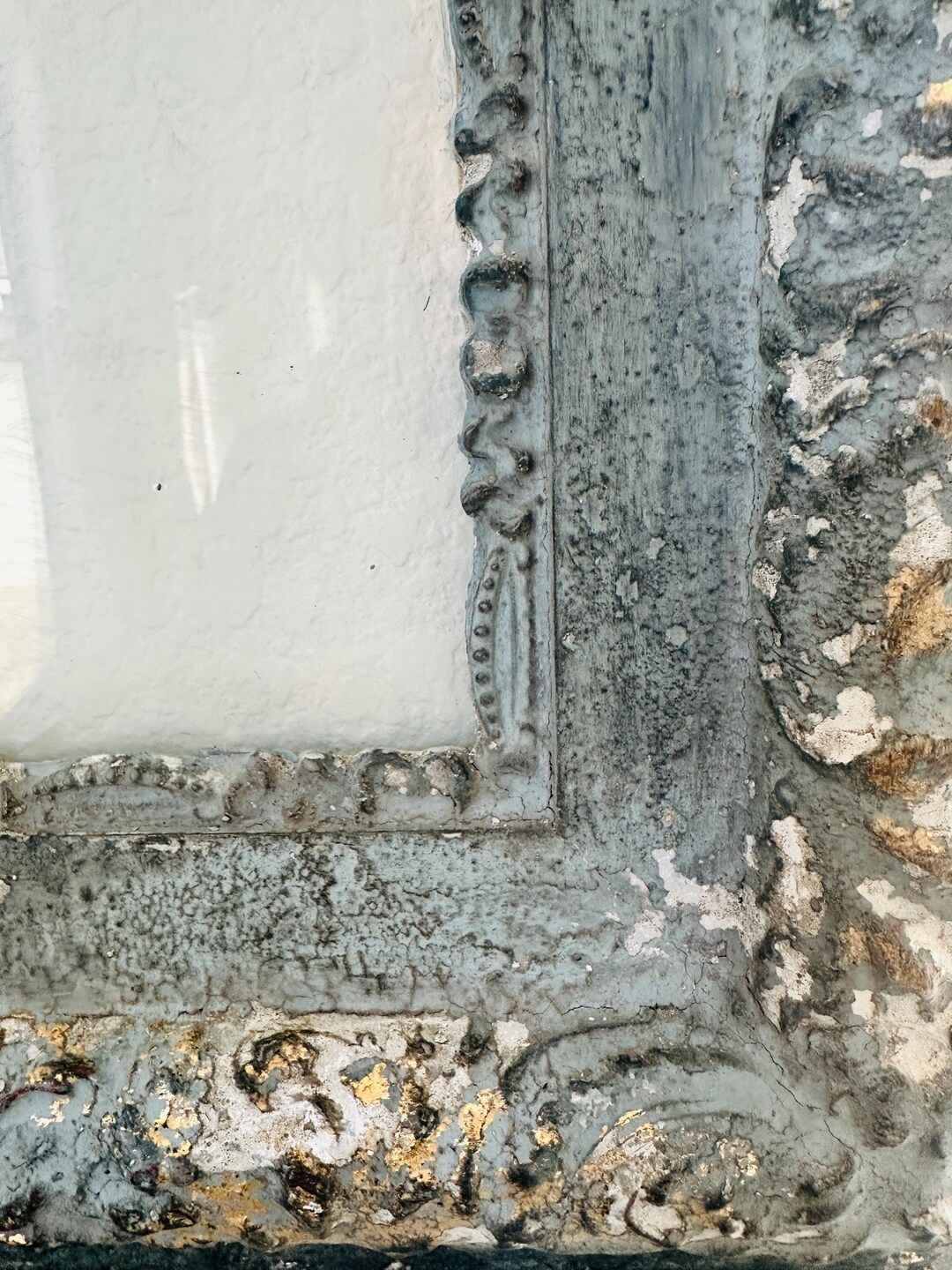 Hand Painted Blue and Gray Ornate Frame, Upcycled Shabby Chic Decor ...