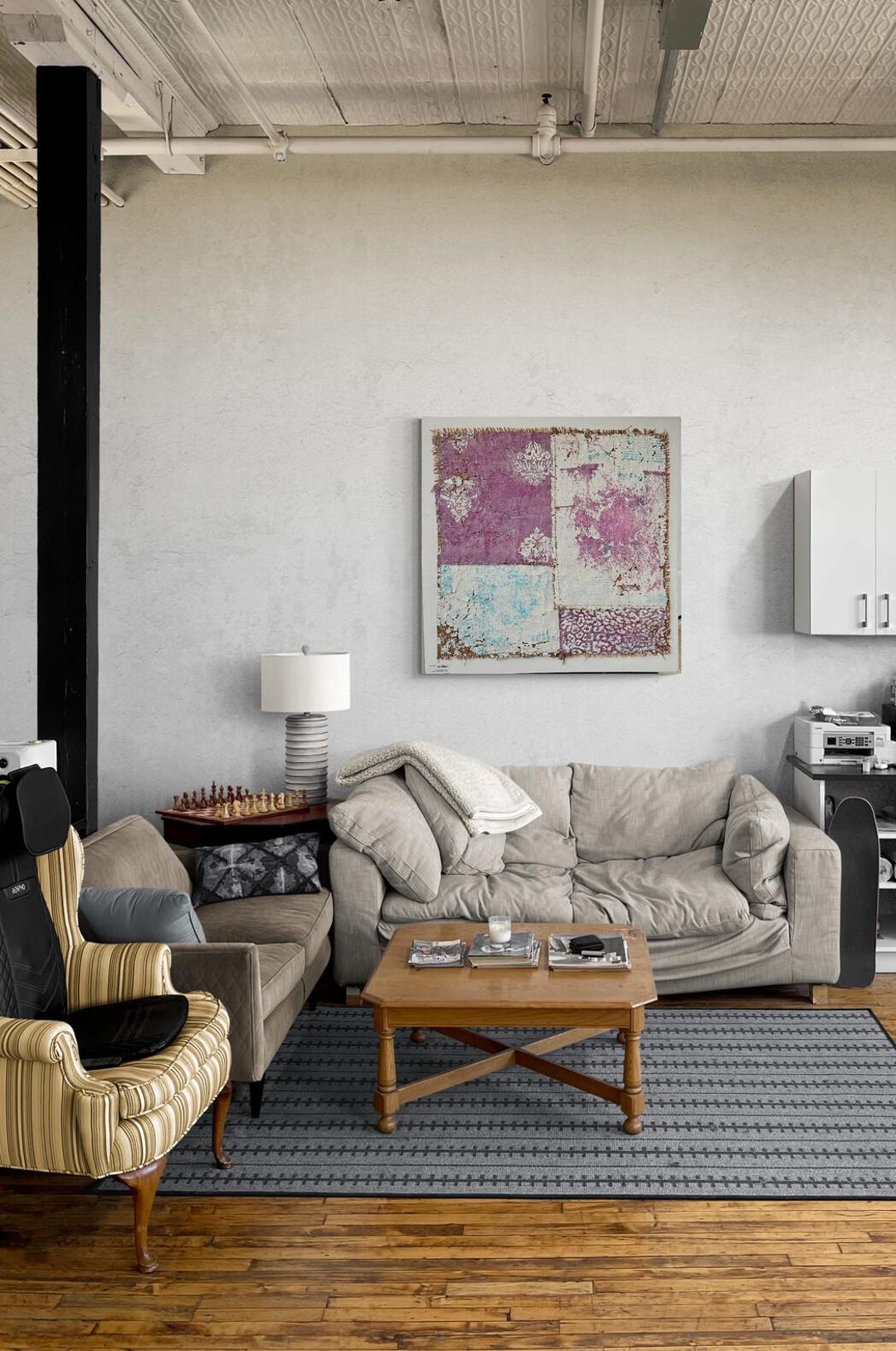 Pink and White Unframed Painted Collage, Original Unframed Collage ...