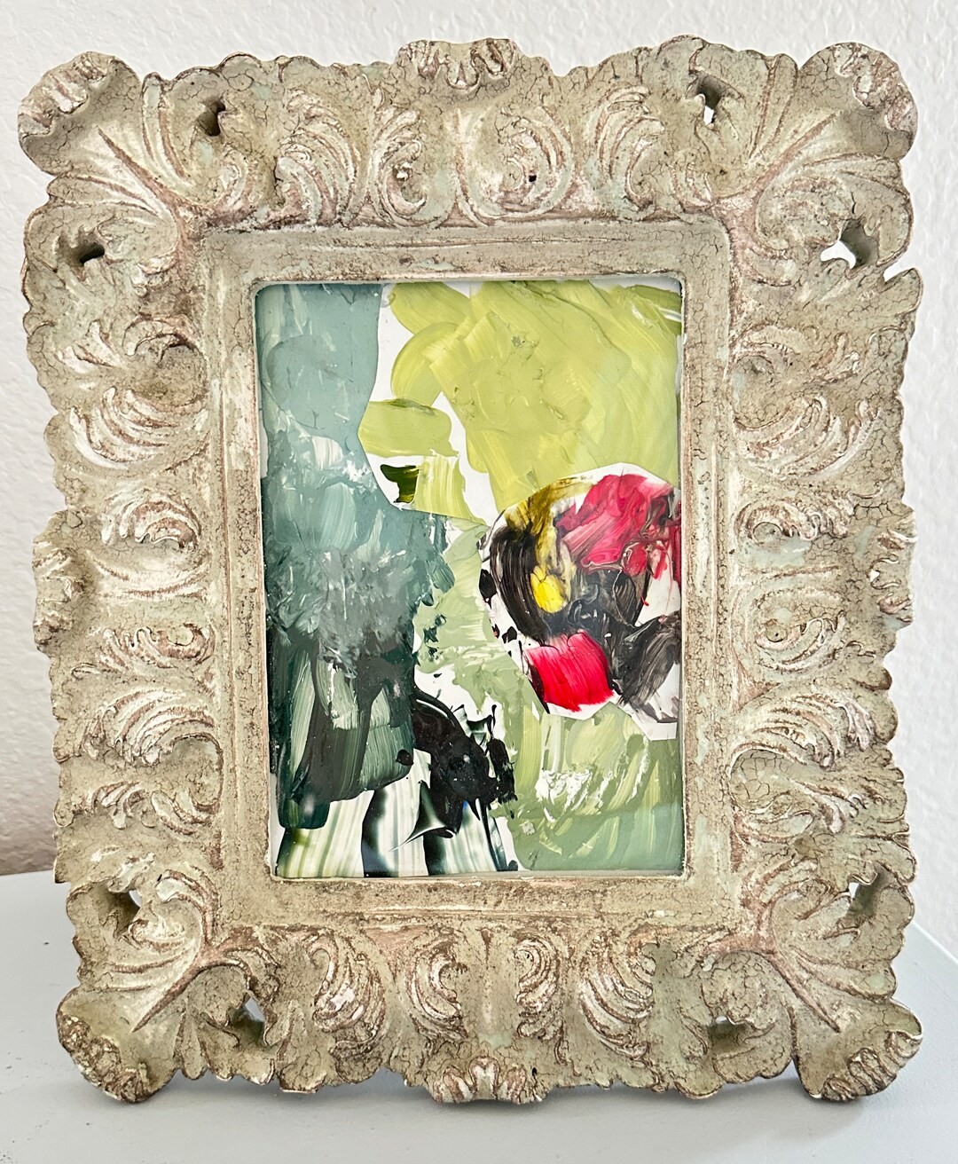 Green and Red Abstract Collage Art, Paper Collage Artwork, Painted ...