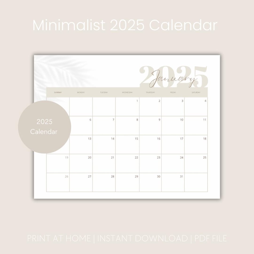 Minimalist Calendar 2025 | Simple 2025 Calendar | 2025 Calendar | Wall ...