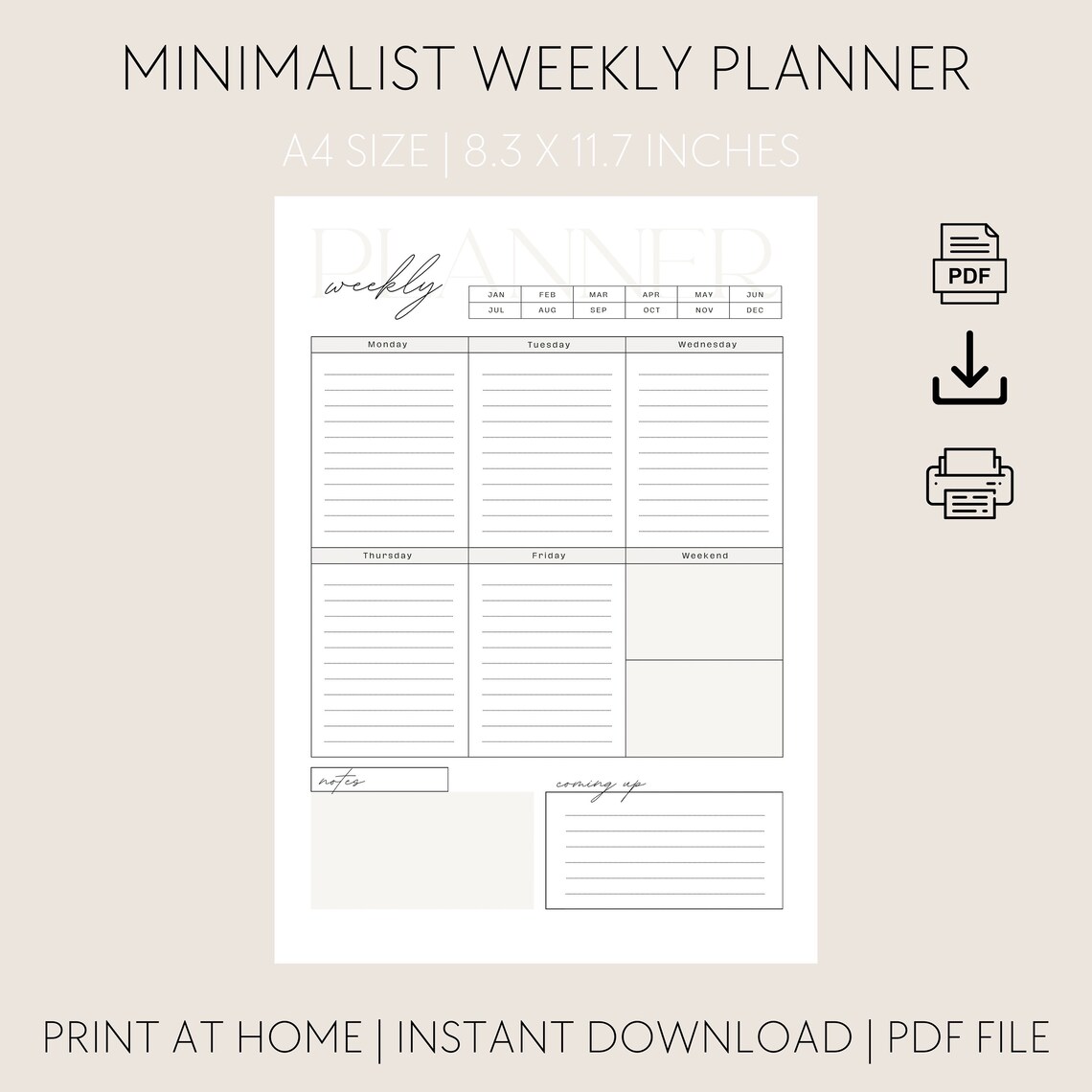 Minimalist Weekly Planner Weekly Checklist Weekly Checklist Minimalist ...