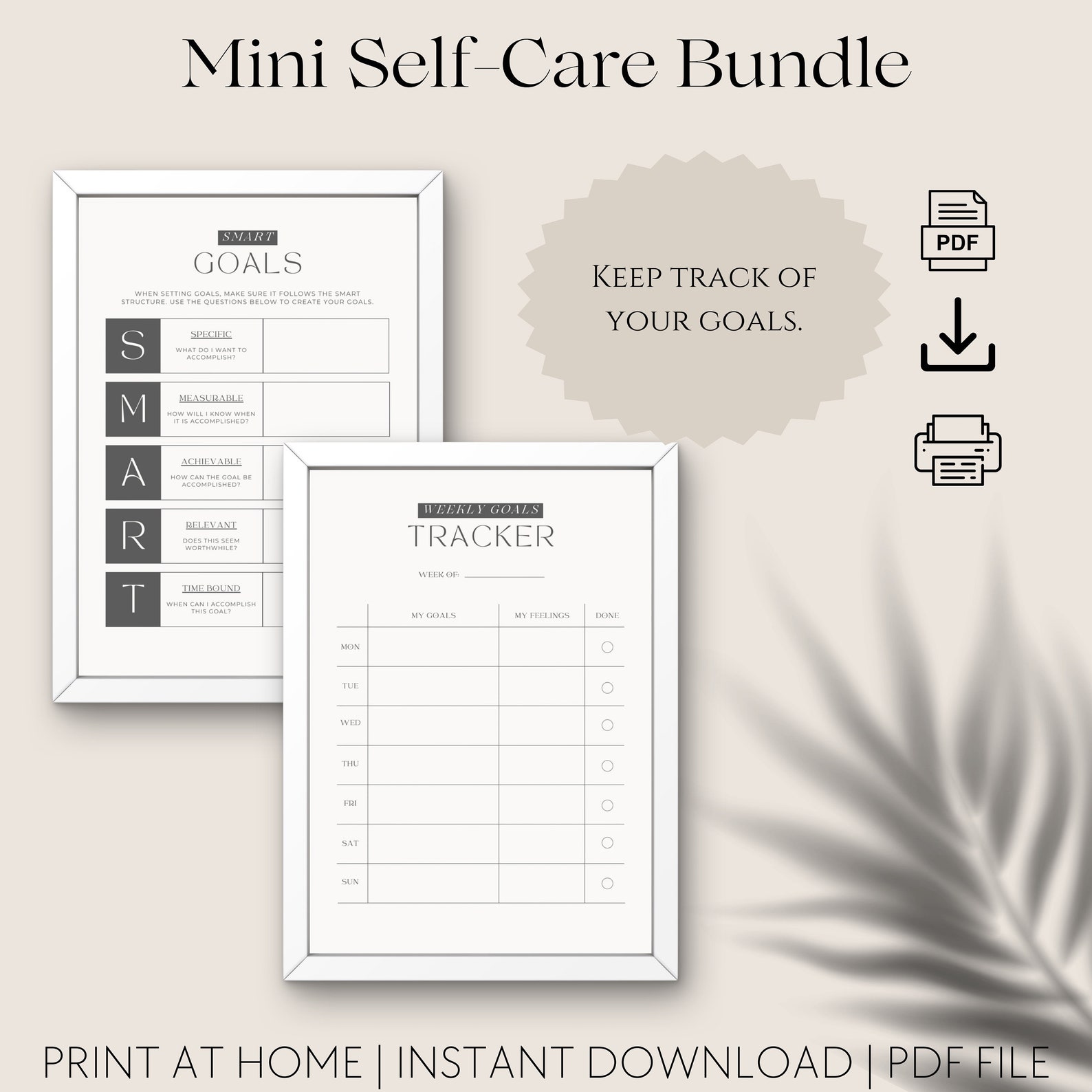 Mini Self-care Bundle Self-care Journal Self-care Planner Minimalist ...