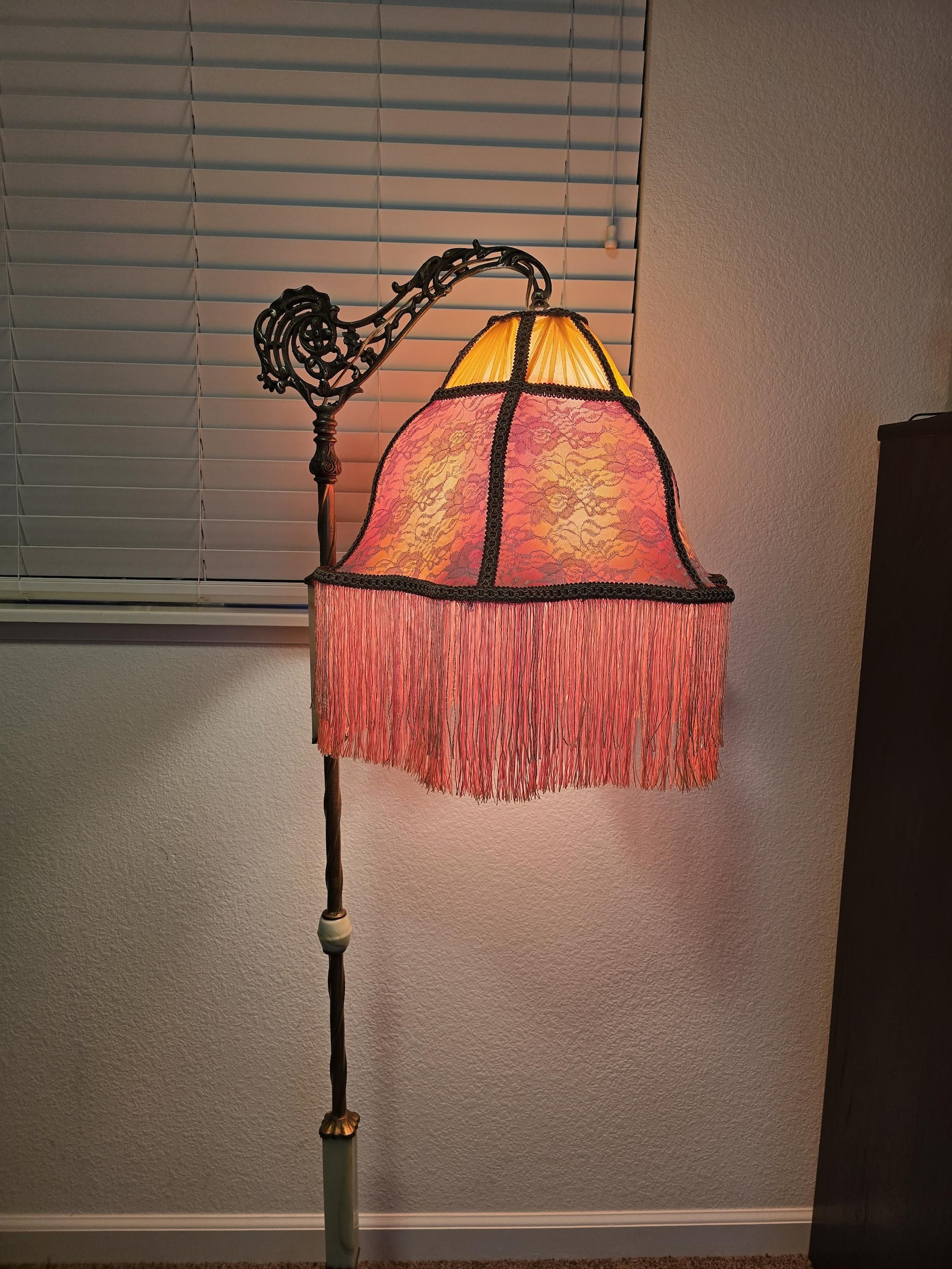 Handmade Victorian Style Lampshade. Hand Dyed Fabric and Fringe ...