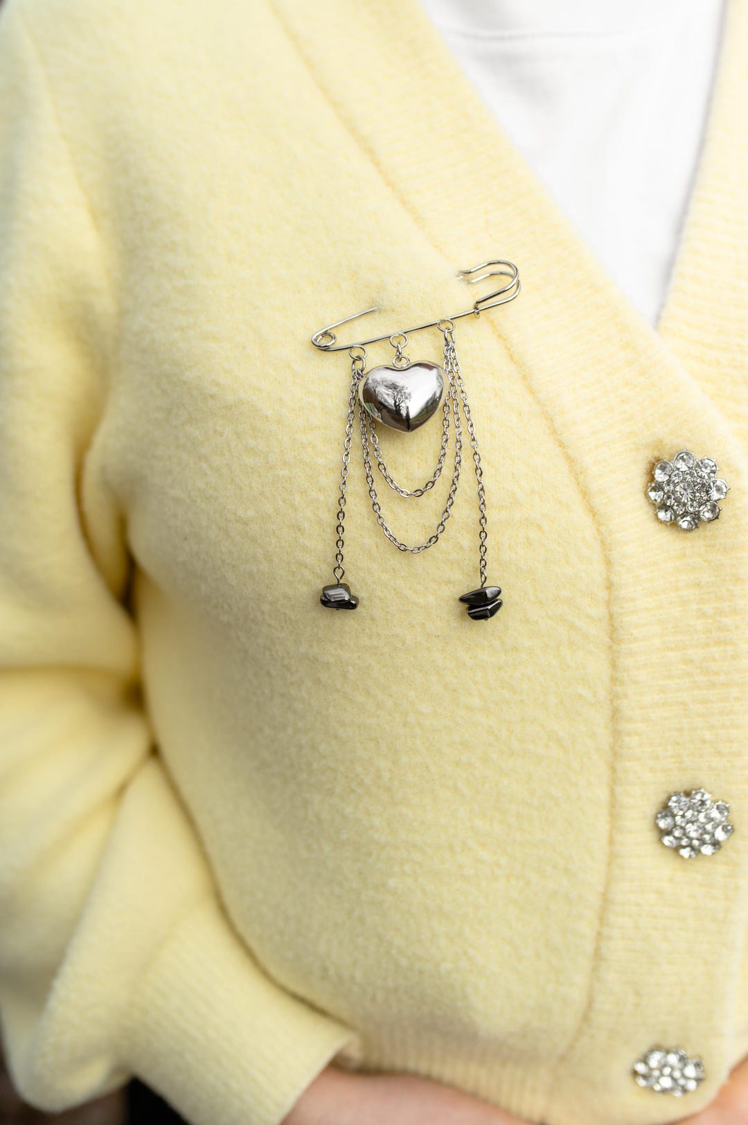 Handmade Safety Brooch With Chains - Pin Brooch for Clothing - Etsy