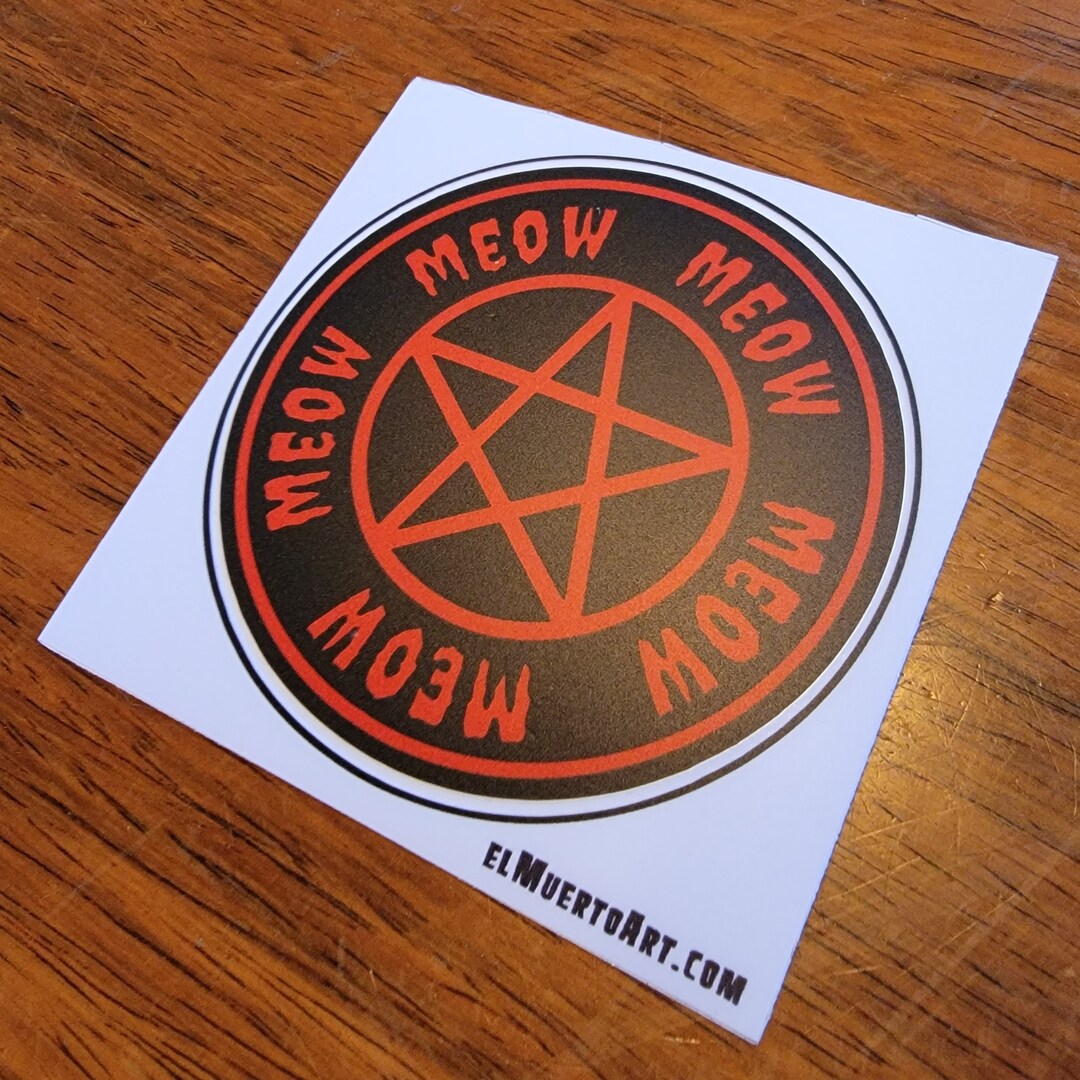 Meow Pentagram Laminated Vinyl Sticker - Etsy