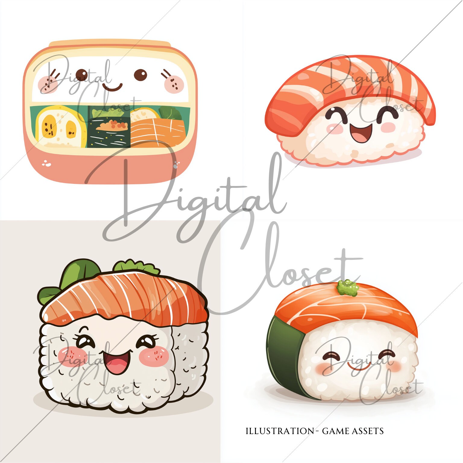 30 Cute Japanese Food Clipart - Sushi, Ramen, Takoyaki, Bento ...