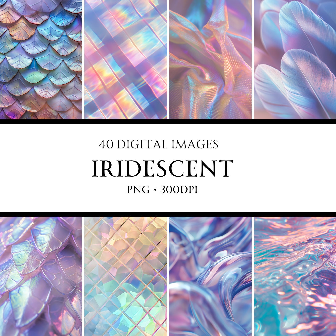 40 Iridescent Textures, Mermaid Scales, Soft Pastel Hues, Holographic ...