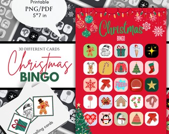 Christmas Bingo Printable PDF 30 Different Cards HALF PAGE Christmas ...