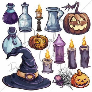 Clipart on the Halloween Theme, Witches Hats,dracula , Pumpkins, Black ...