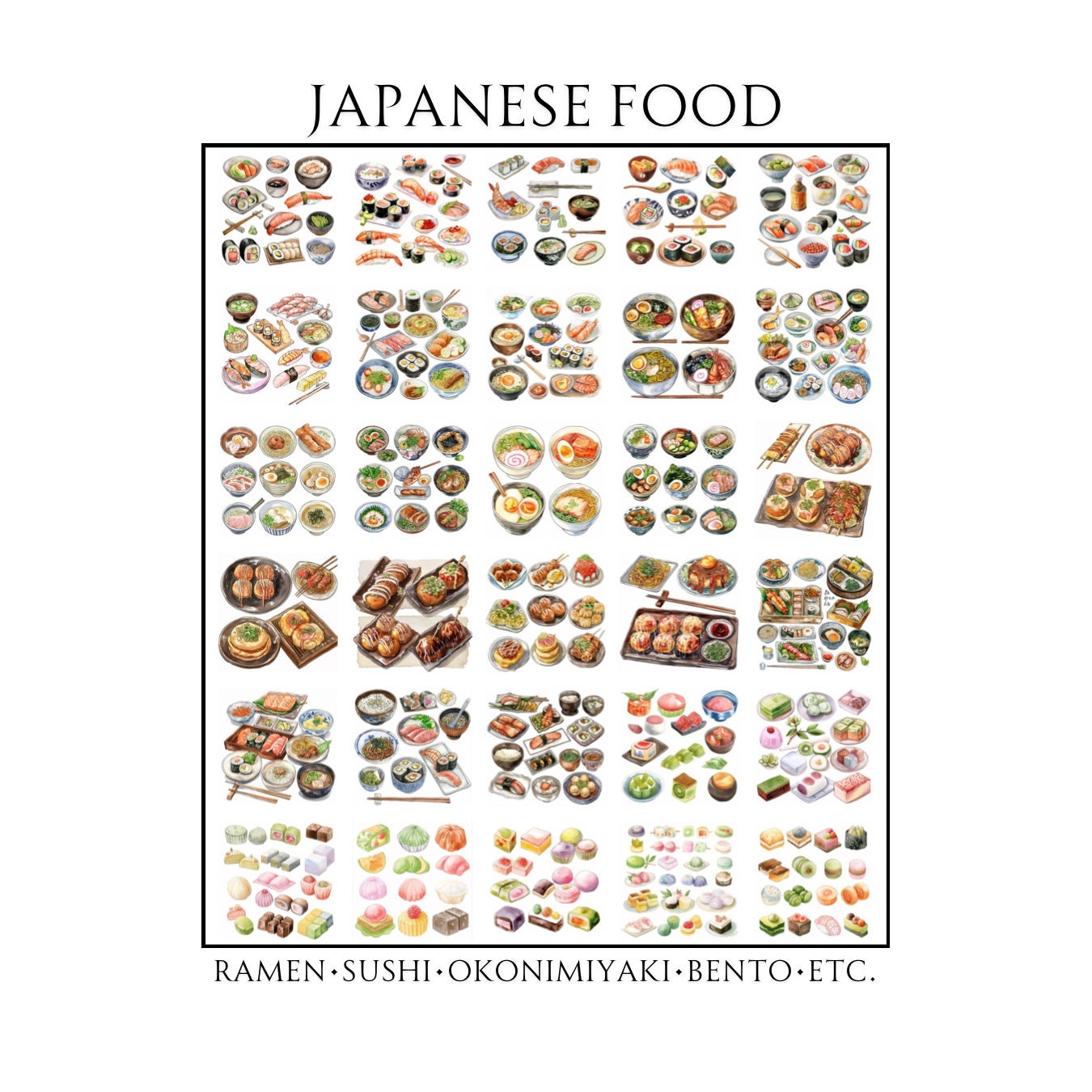 Collection of Japanese Food Illustrations ,sushi, Ramen, and Bento ...
