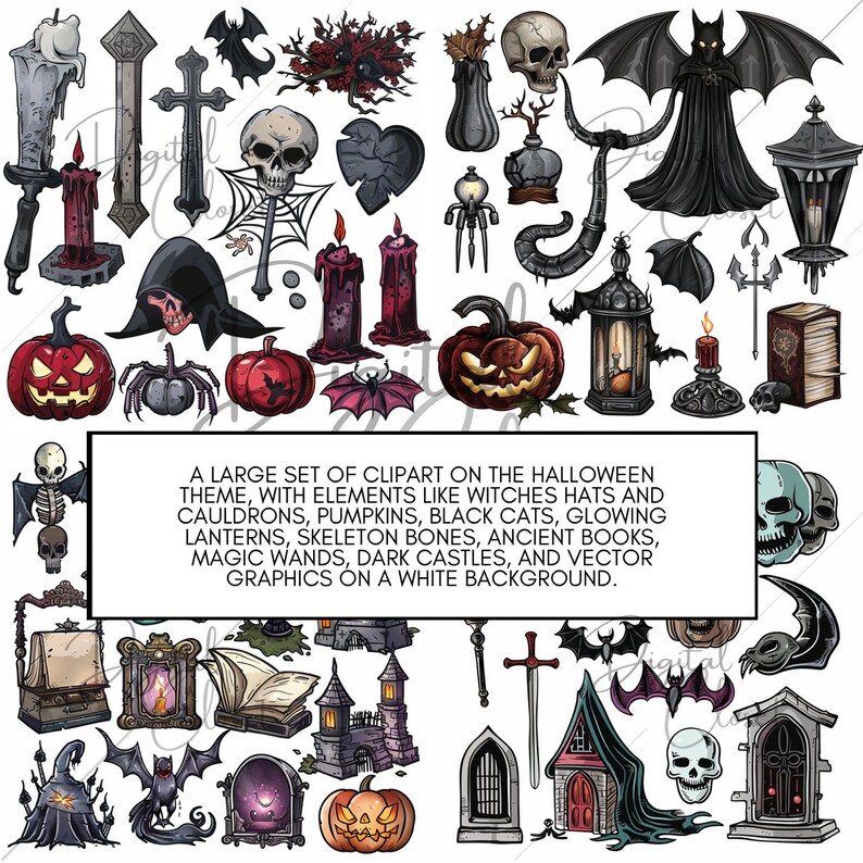 Clipart on the Halloween Theme, Witches Hats,dracula , Pumpkins, Black ...