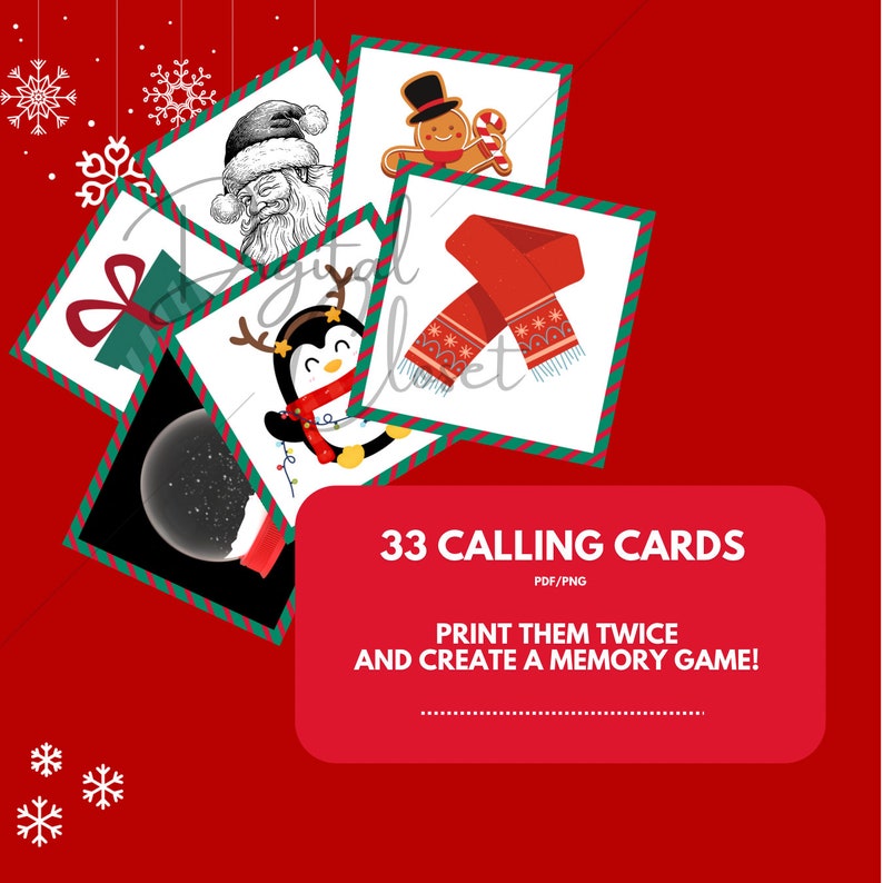 Christmas Bingo Printable PDF - 30 Different Cards - FULL PAGE - Memory ...