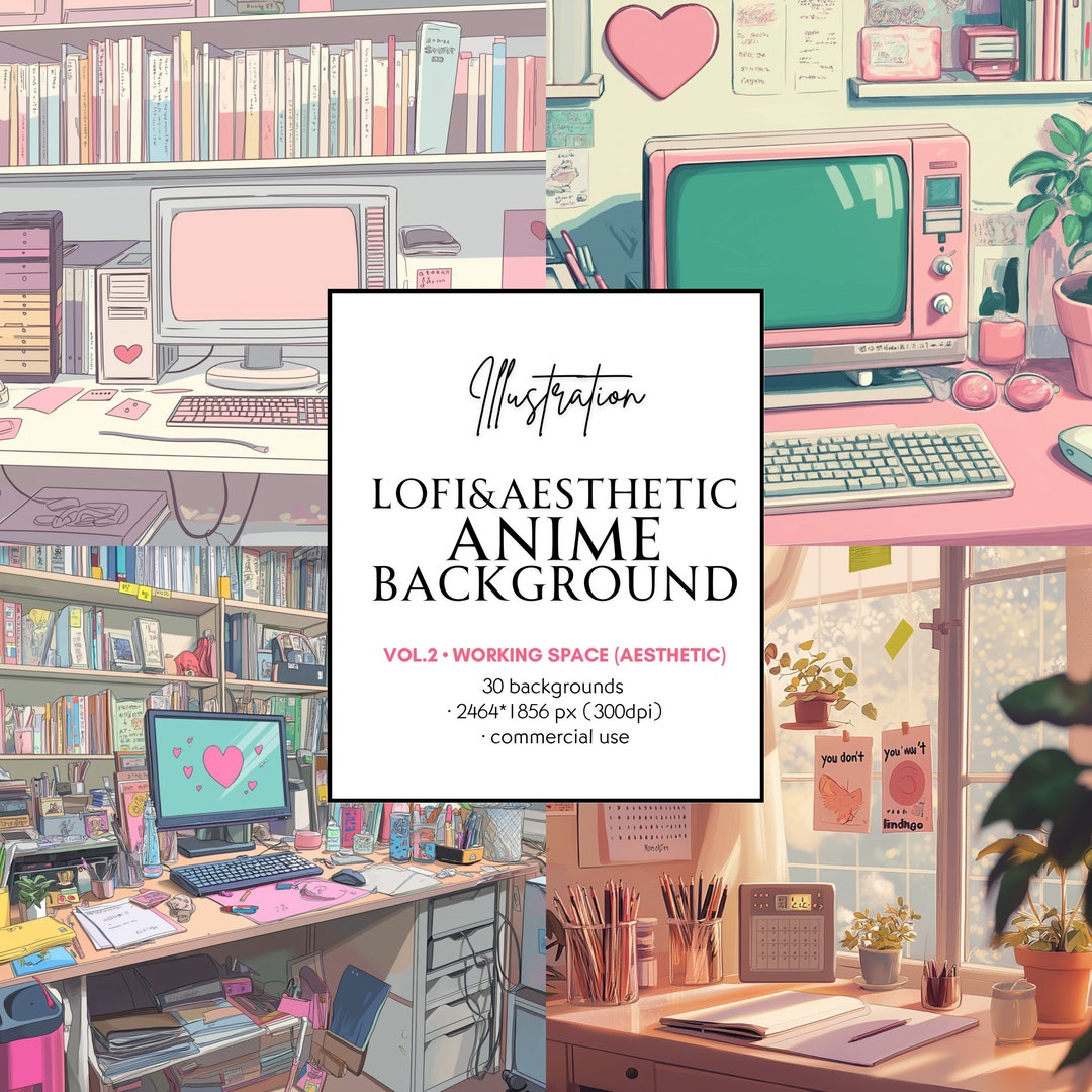 30 Anime Aesthetic Background of Pastel-colored STUDY-ROOM, Office ...