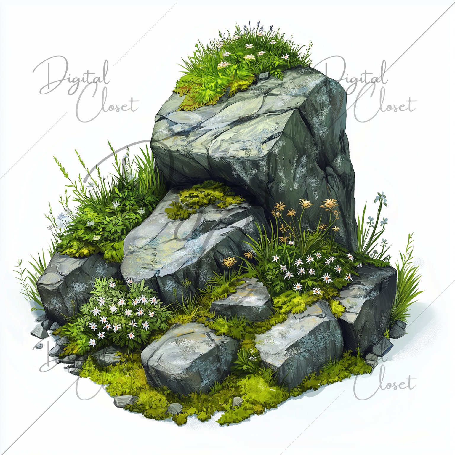 100 Digital File of Rocks - Game Assets - Different Shapes and Sizes of ...