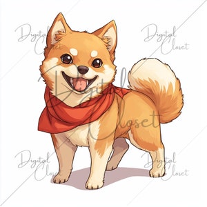 30 Cute Anime Dogs - Various Breeds of Dat - PNG Format - Scrapbooking ...