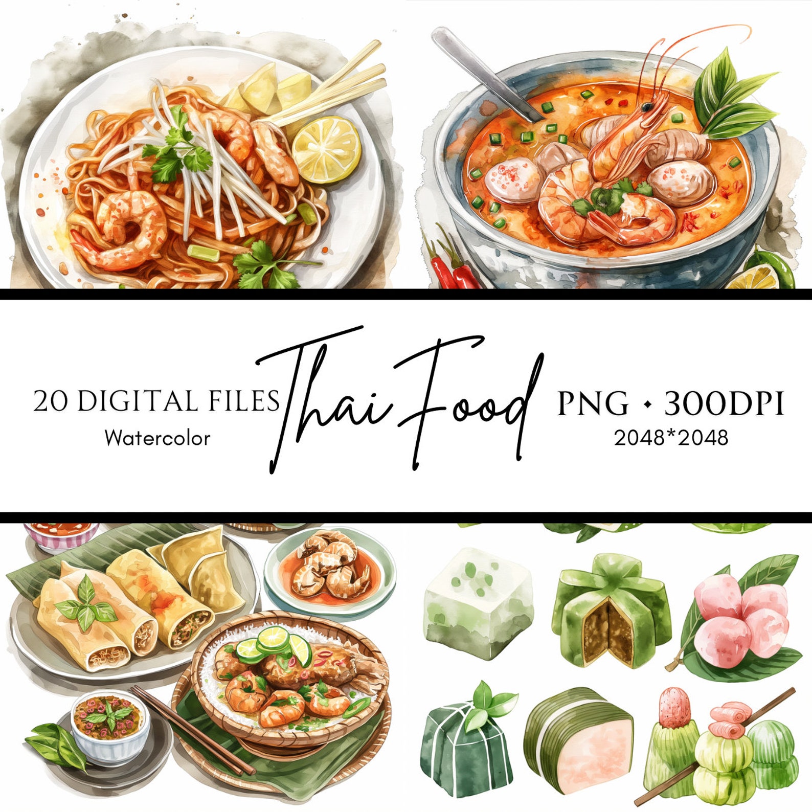 Watercolor Illustration - Thai Food , Such as Tom Yum Kung. Delicious ...