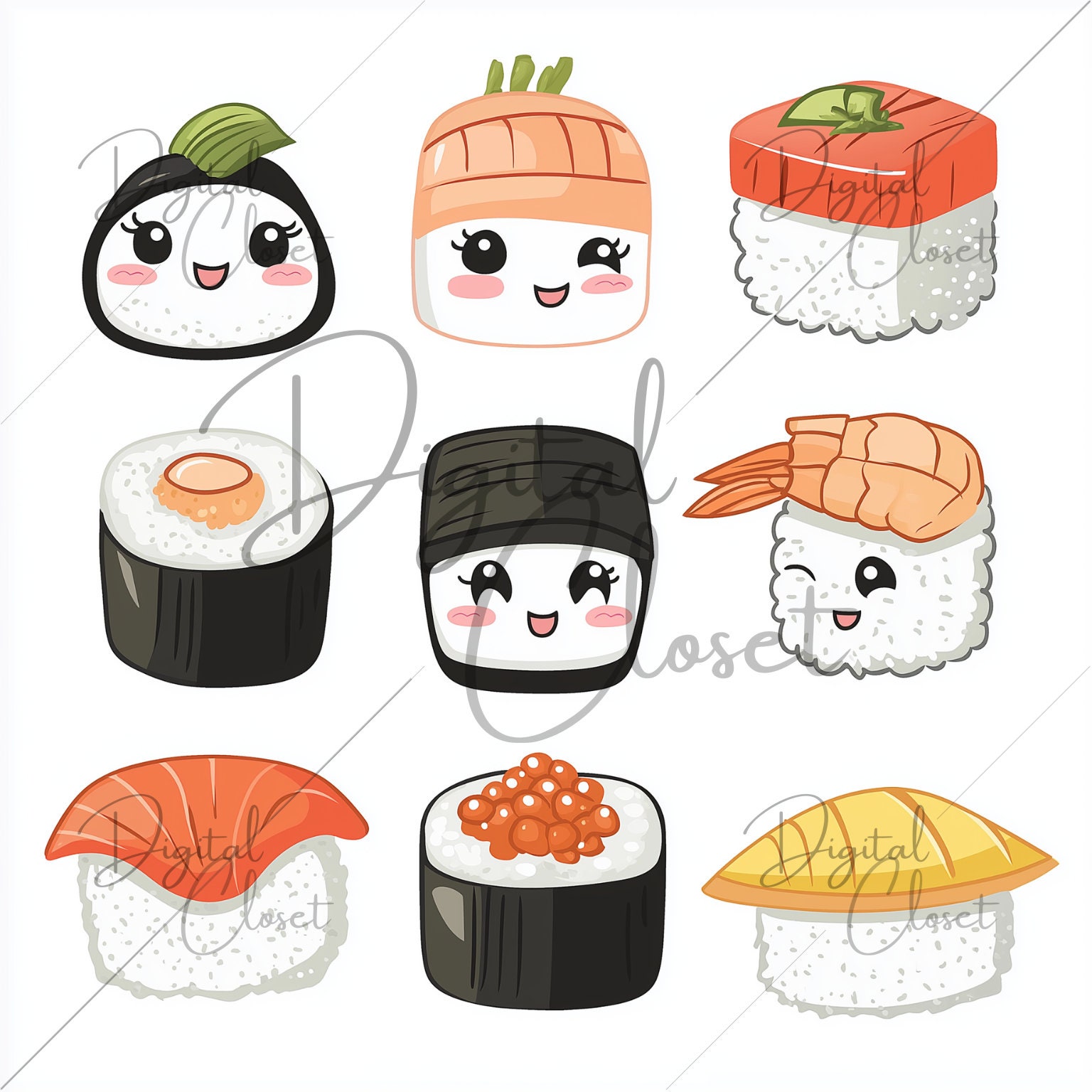 30 Cute Japanese Food Clipart - Sushi, Ramen, Takoyaki, Bento ...