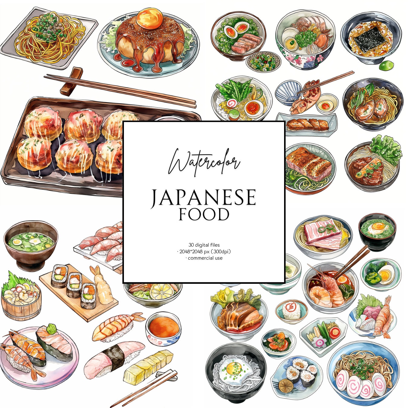 Collection of Japanese Food Illustrations ,sushi, Ramen, and Bento ...