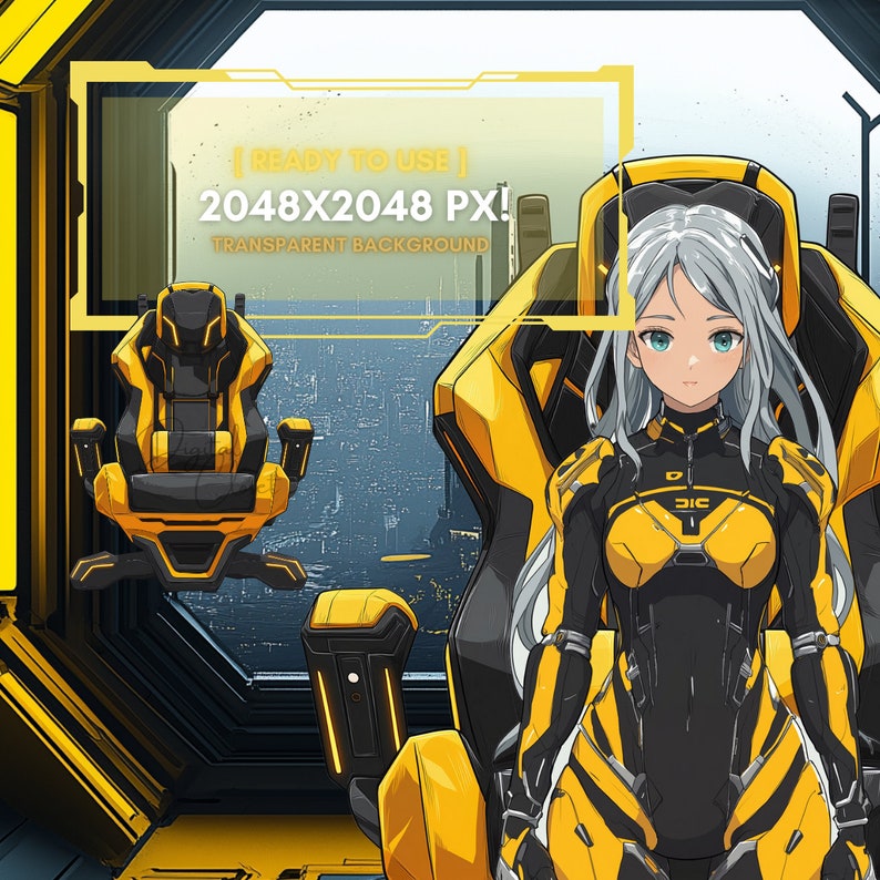 Sci-fi Gaming Chair - Gundam Style - V-tuber Cyber Punk Asset - Anime ...