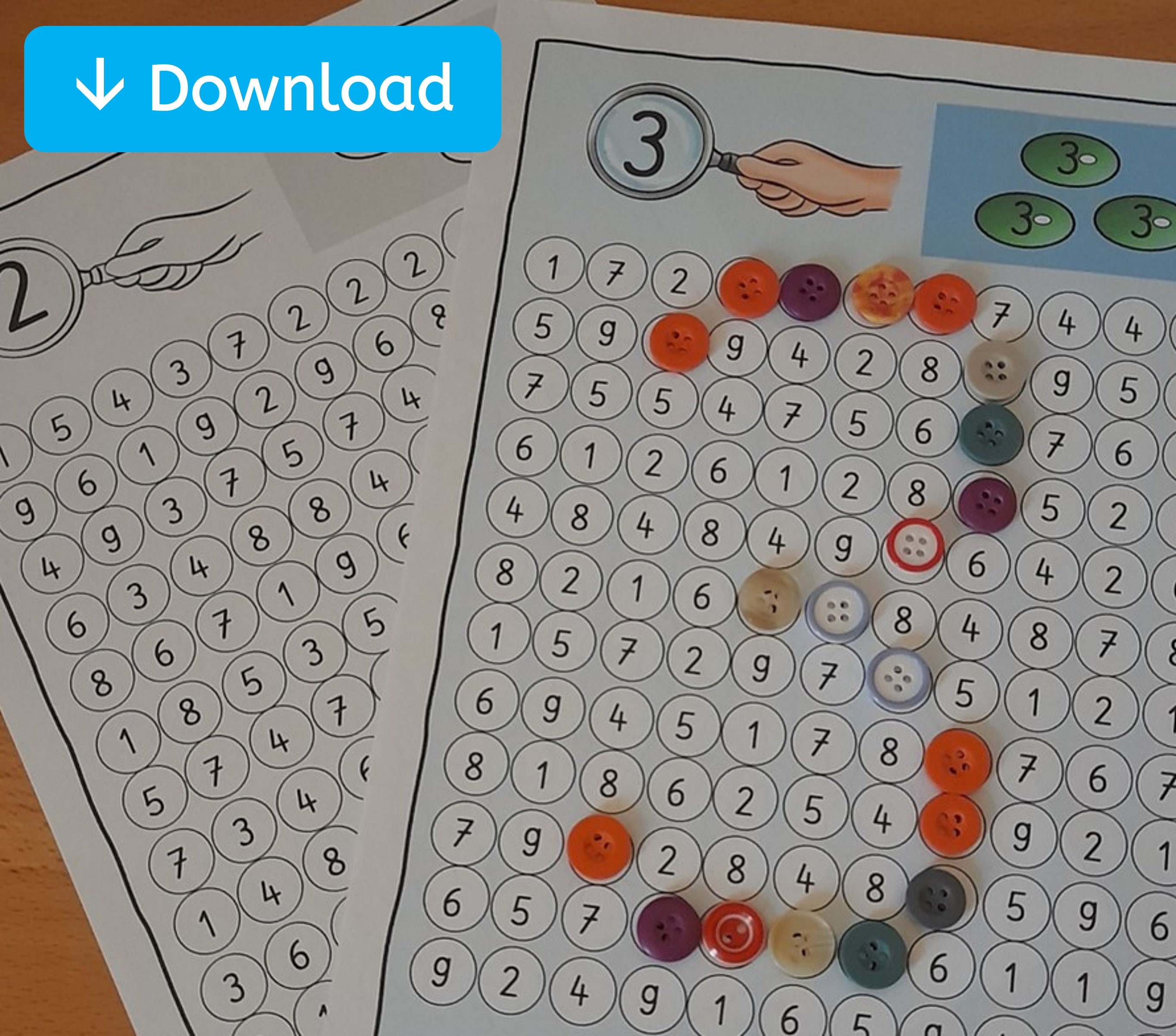 Number Learning Game 0-10: Search and Match Activity for Buttons ...
