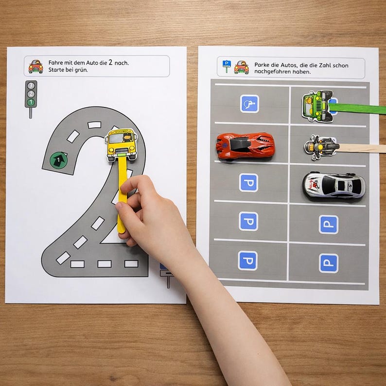 Number Roads 0–10 With Cars | Number Tracing Worksheets | Fine Motor ...