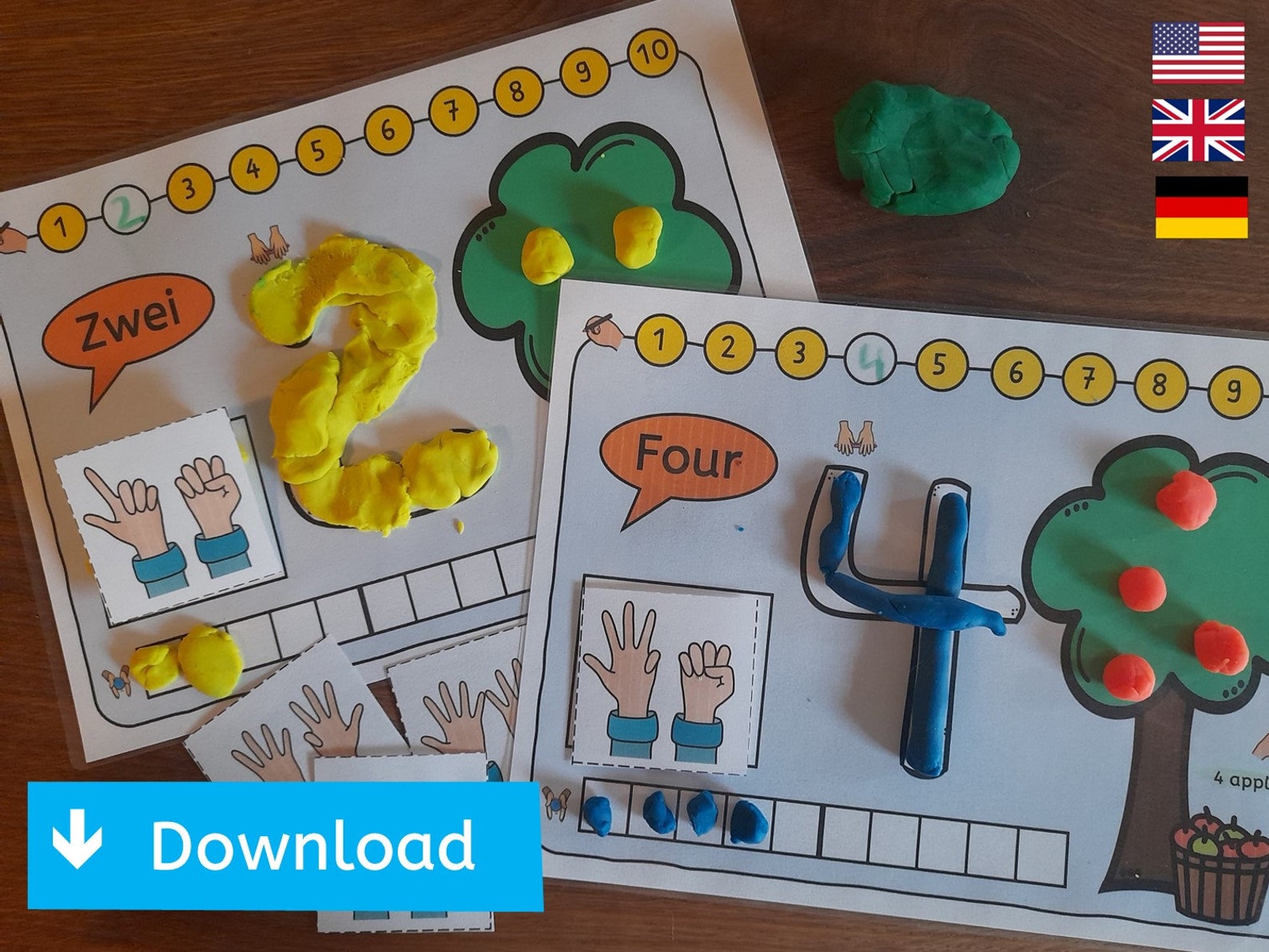 Numbers 1 - 10 Play Dough Mats - Counting / Numerals Within 1 - 10 for ...