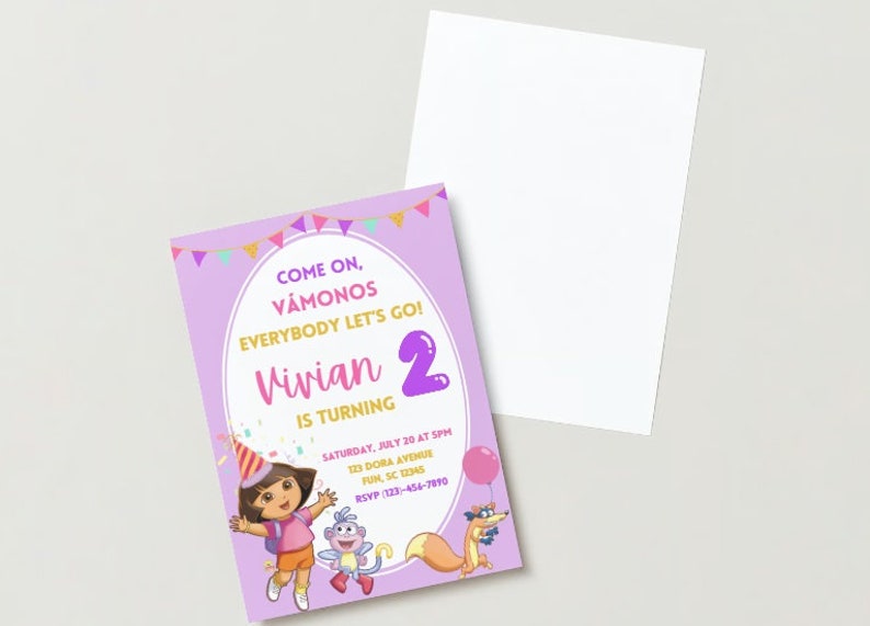 Dora Invitation Template - Etsy