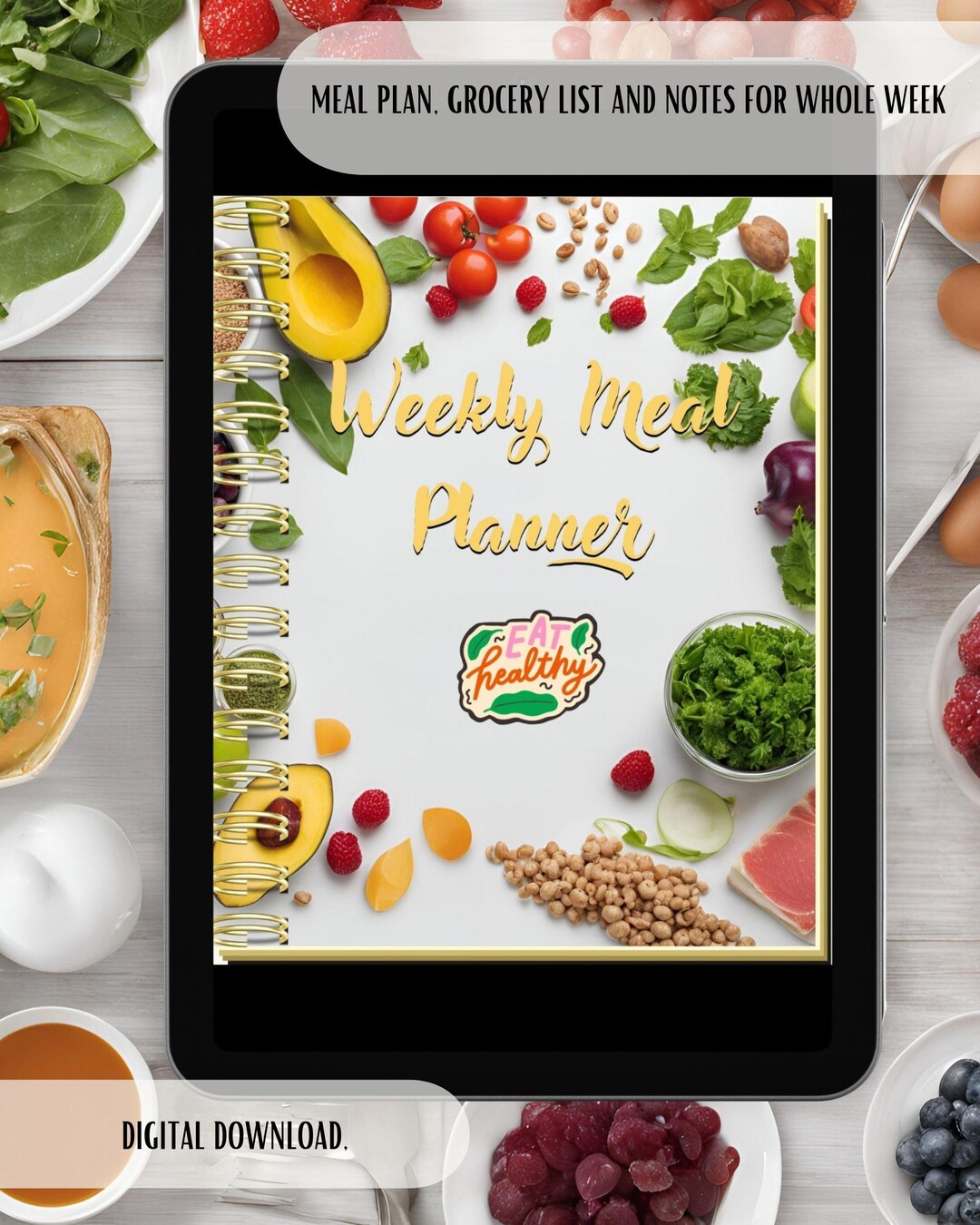 Daily and Weekly Meal Planner for Goodnotes With Grocery List and ...