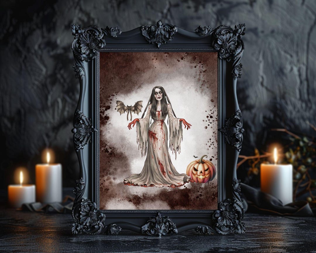 Gothic Dead Bride Wall Art, Corpse Bride, Scary Halloween Wallart Dead ...