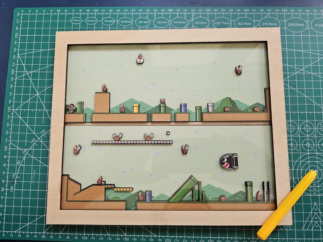 Mario Shadow Box With Movable Characters This is a 3d Shadow Box Where ...