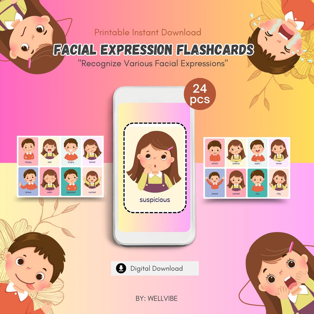 Facial Expression Flashcards for Kids | Learn Emotions Easily ...