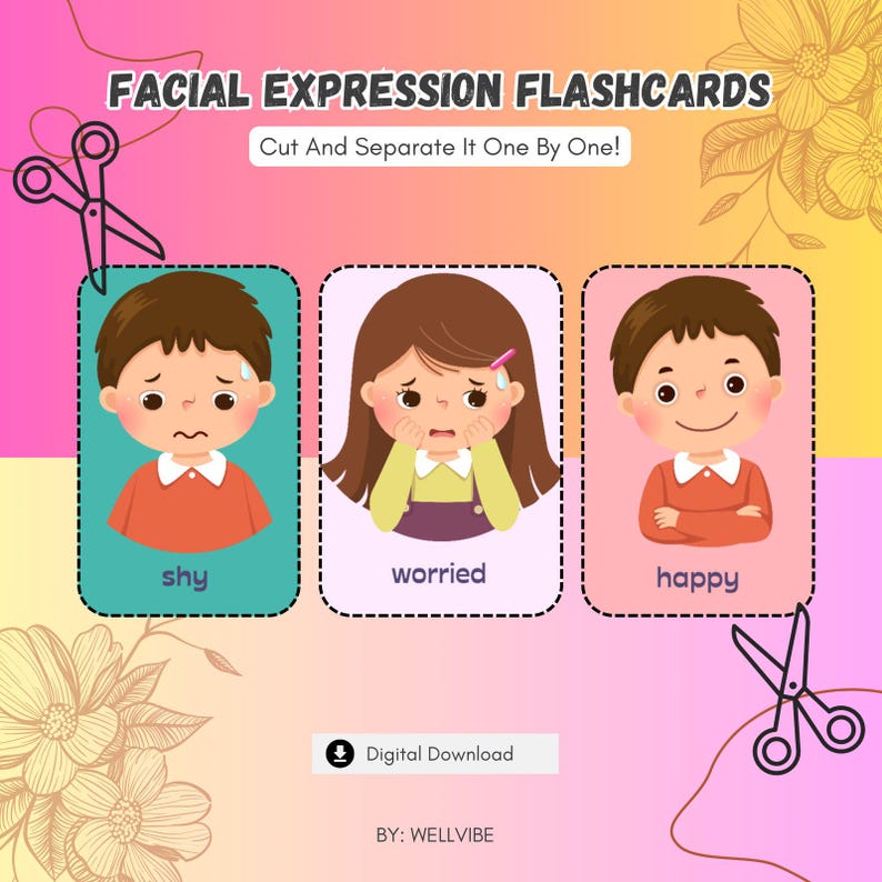 Facial Expression Flashcards for Kids | Learn Emotions Easily ...