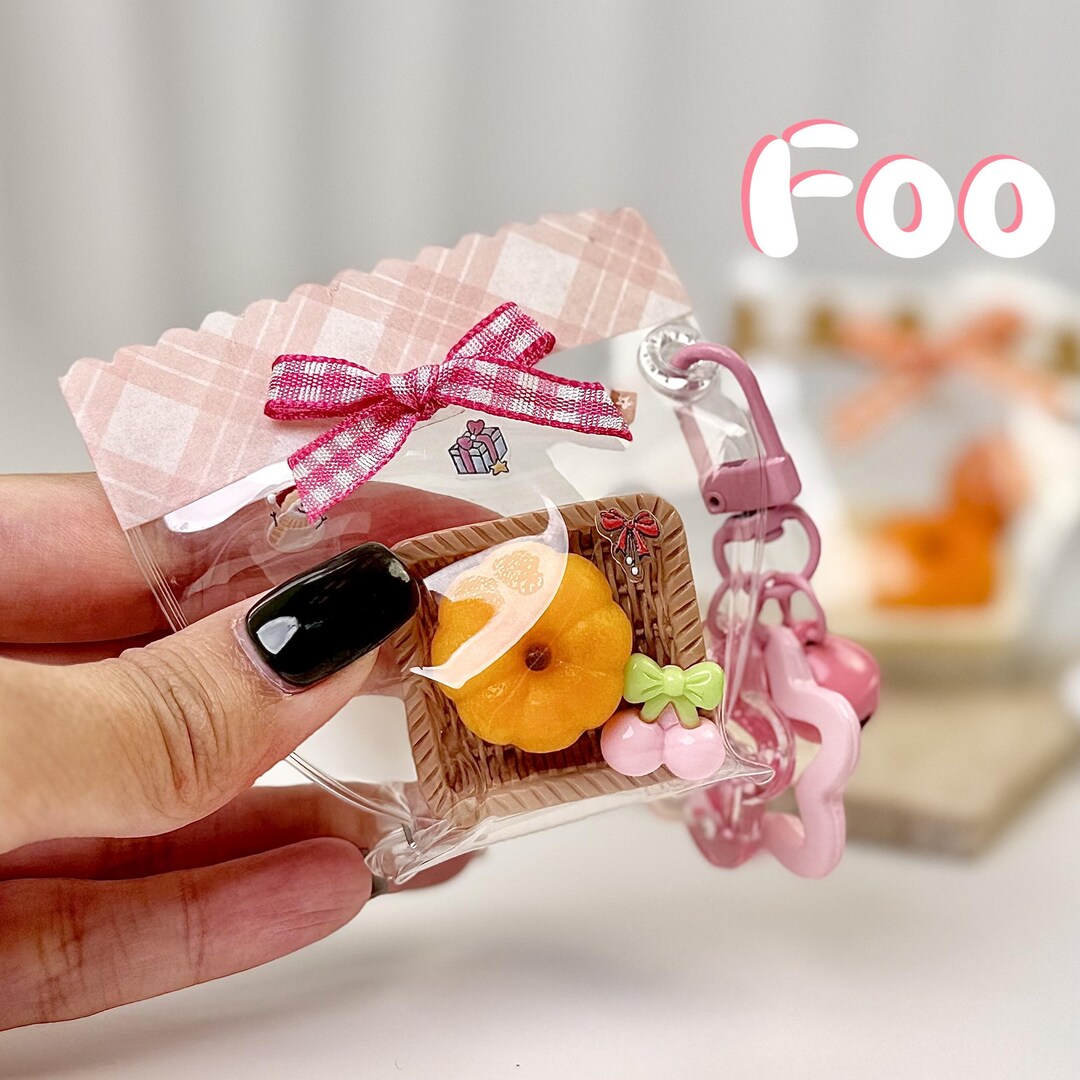 Miniature Orange Squishy Keychain for Christmas Gift, Handmade Taba ...