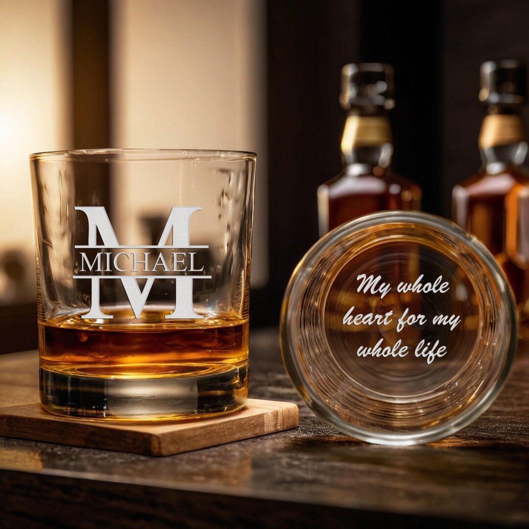 Custom Monogram Whiskey Glass, Personalized 11oz Whiskey Tumbler ...