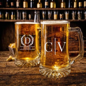 Custom Beer Mug With Handle, Personalized Engraved Beer Mug, 14 & 25 Oz ...