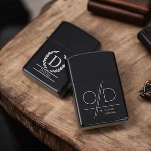 Engraved Black Lighter, Custom Monogram Lighter With Case, Personalized ...