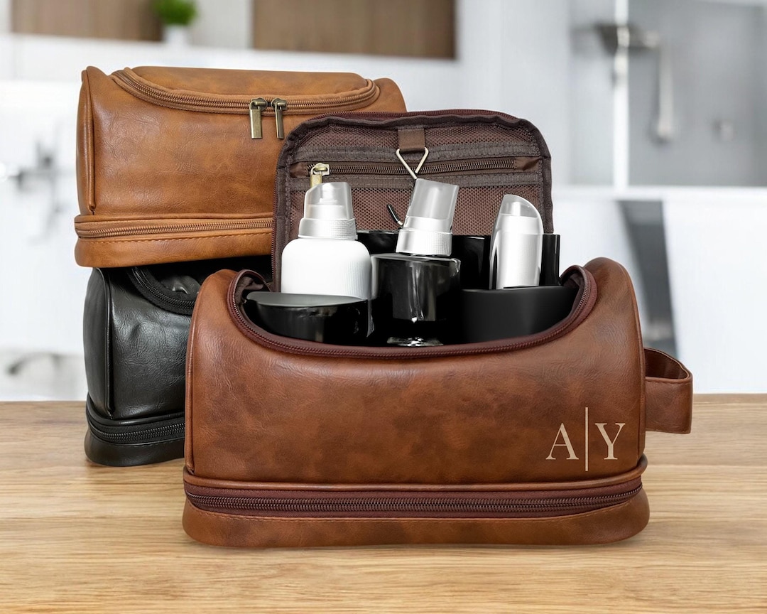 Engraved Dopp Kit for Men, Custom Monogram Toiletry Bag, Personalized ...