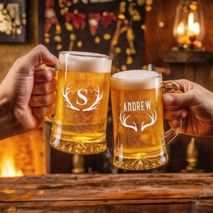 Custom Beer Mug With Handle, Personalized Engraved Beer Mug, 14 & 25 Oz ...