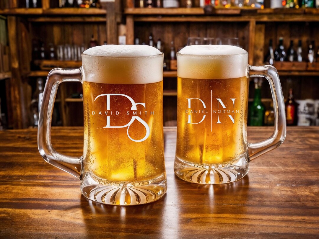Custom Beer Mug With Handle, Personalized Engraved Beer Mug, 14 & 25 Oz ...