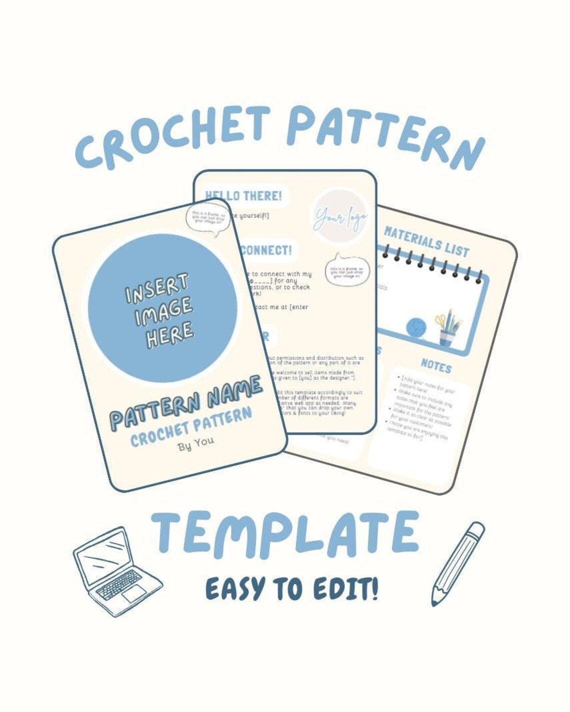 Cute Template for Crochet Patterns - Etsy