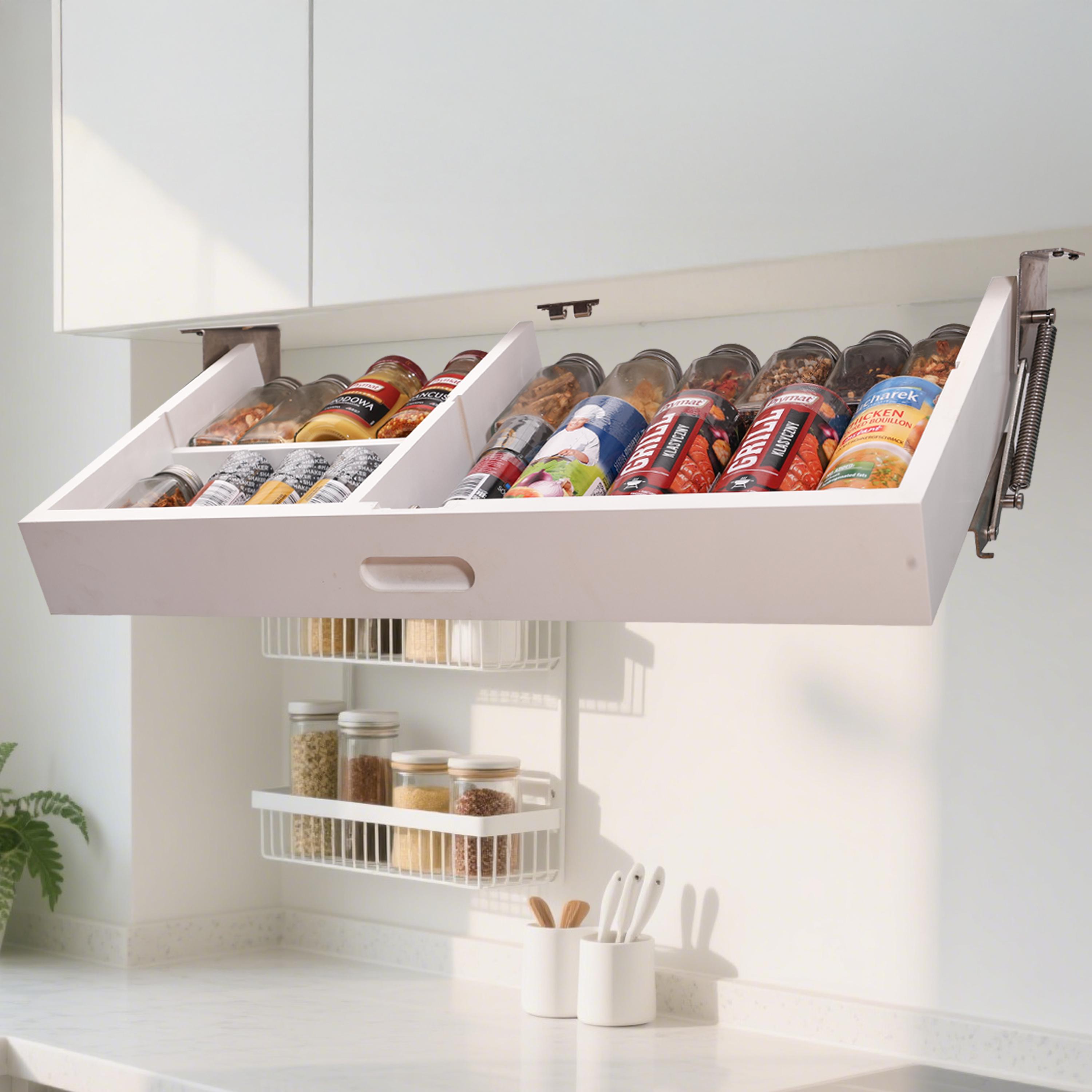 Pull-down Spice Rack Organizer – Space-saving Under Cabinet Storage for ...