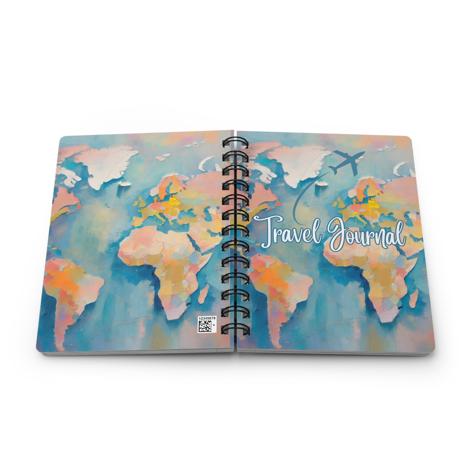 Spiral Bound Travel Journal World Map World Travel Plane Trip Gift ...