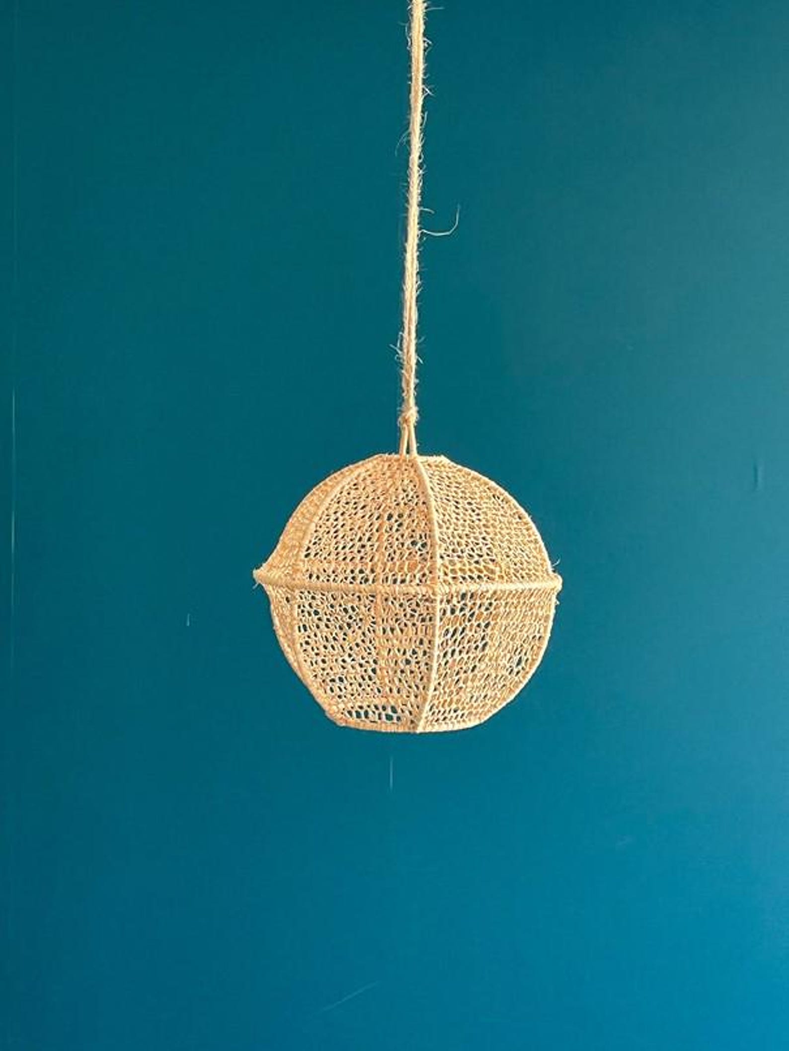 Raffia Ball Pendant Light, Wicker Pendant Light, Light Fixture, Raffia ...