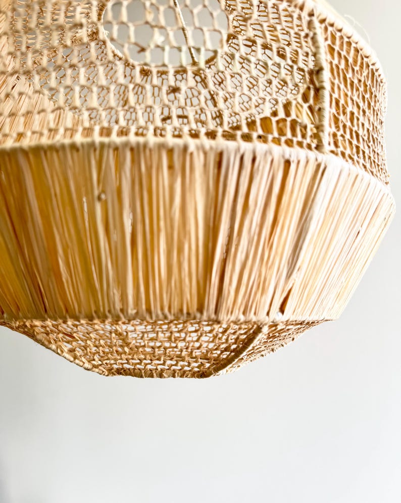 Raffia Ball Pendant Light, Wicker Pendant Light, Light Fixture, Raffia ...