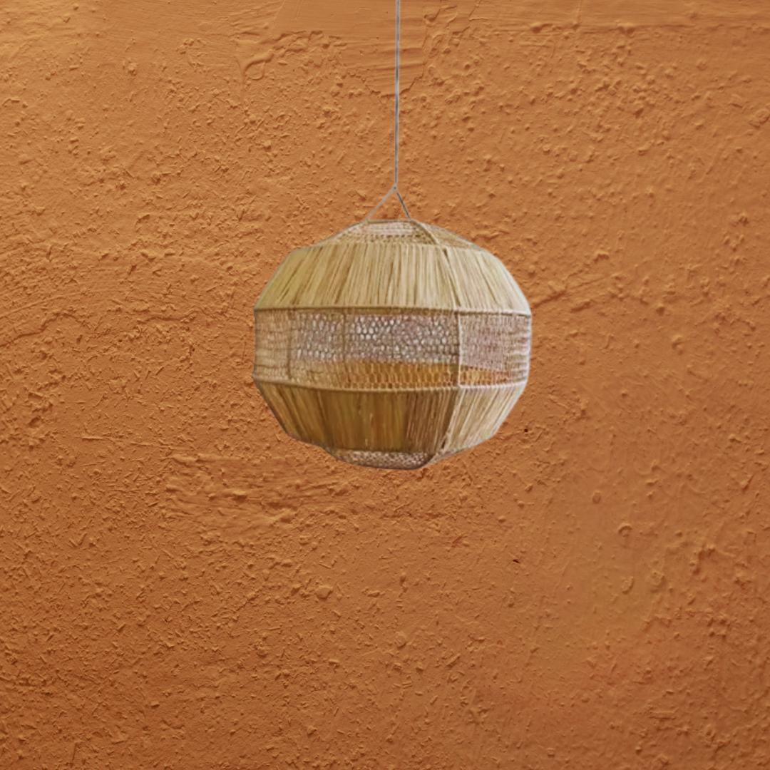 Raffia Ball Pendant Light, Wicker Pendant Light, Light Fixture, Raffia ...
