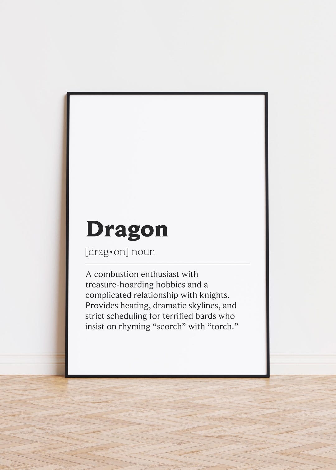Dragon Definition Art Print – Humorous Mythical Creature Poster - Etsy