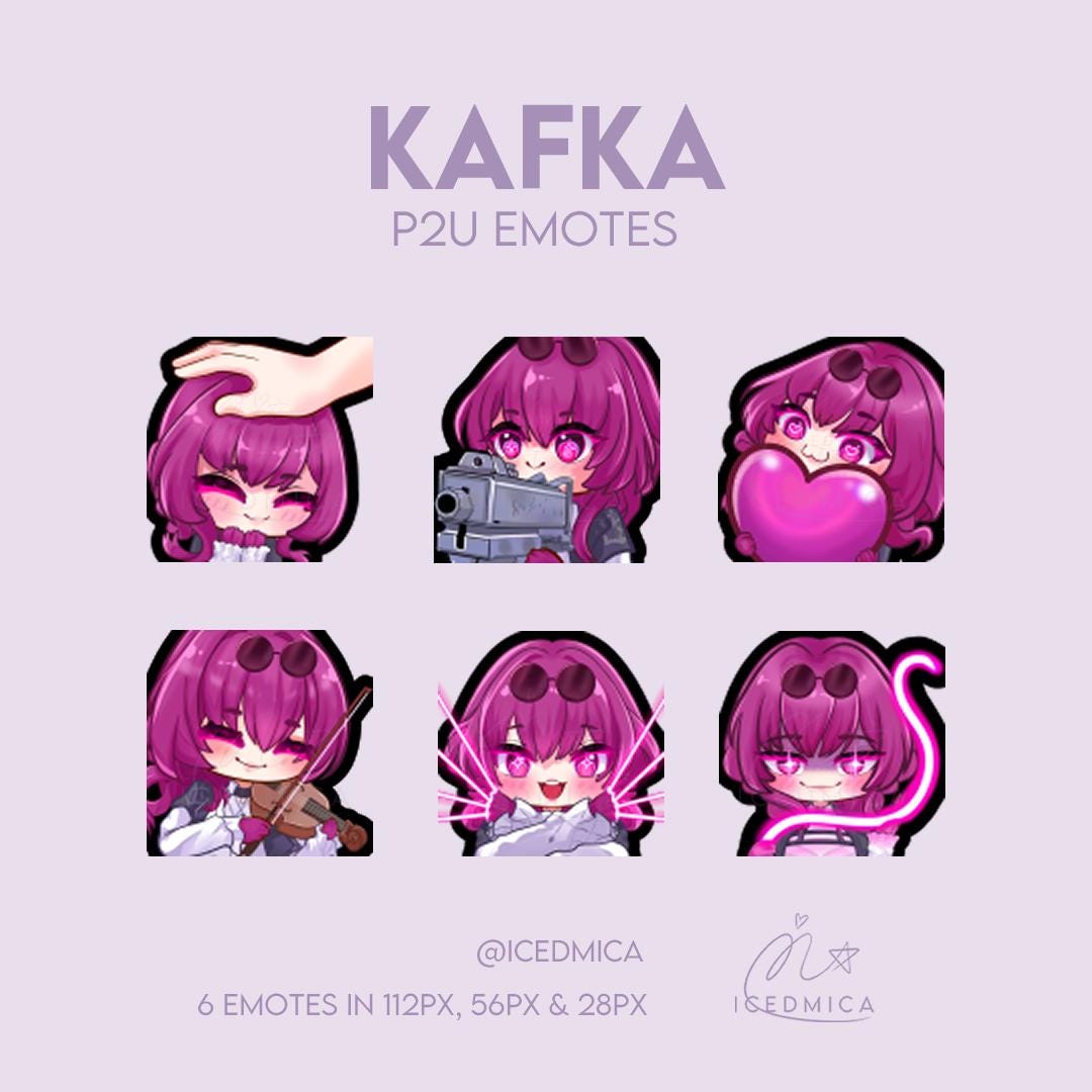Honkai Star Rail KAFKA Emote Pack ( 6 Emotes ) for Discord, Youtube ...