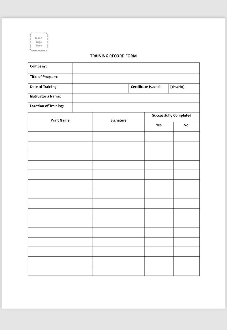 TRAINING RECORD FORM - Etsy